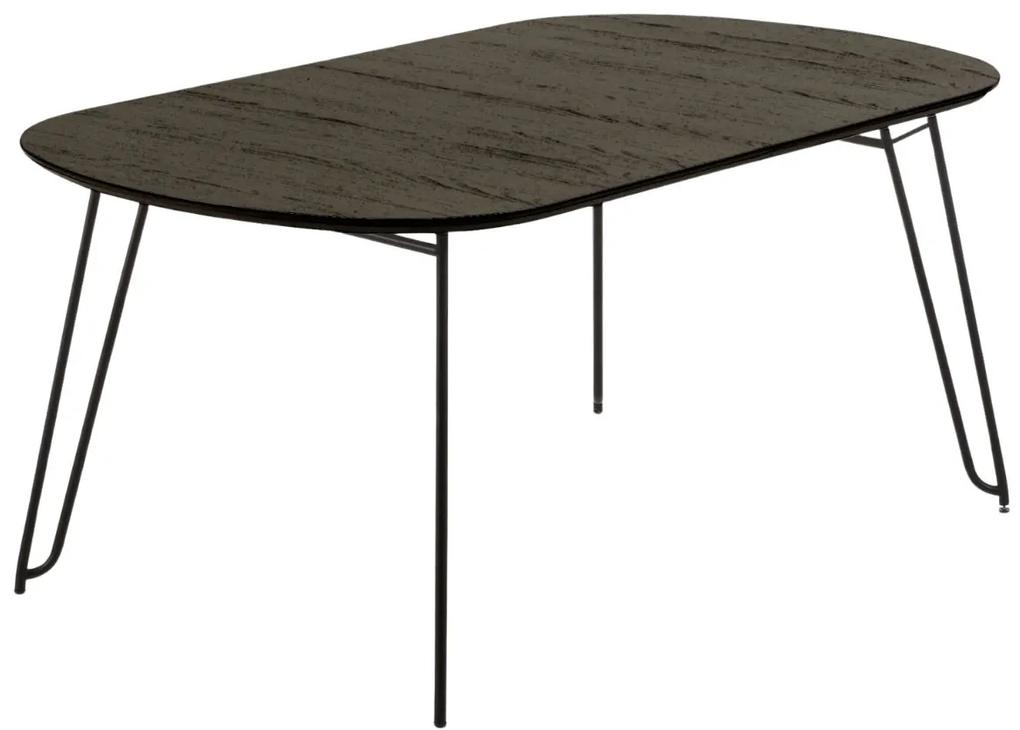 Černý jasanový rozkládací stůl Kave Home Milian 140-220x90 cm