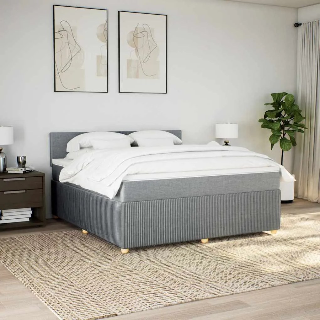 Box spring postel s matrací světle šedá 180 x 200 cm textil 3287528