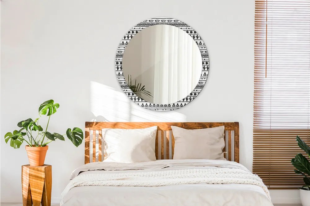 Kulaté dekorativní zrcadlo Boho minimalista fi 90 cm
