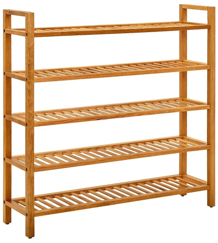 Botník s 5 policemi 100 x 27 x 100 cm masivní dubové dřevo 331751