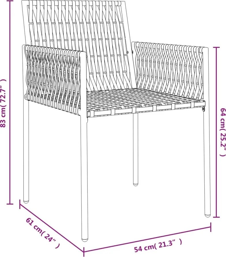 vidaXL Zahradní židle s poduškami 2 ks 54 x 61 x 83 cm polyratan [364100] Barva: Hnědá