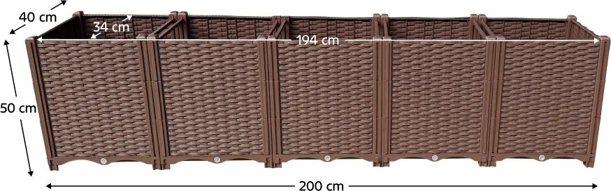 Vyvýšený záhon, hnědý, plast, UTLAN TYP 1