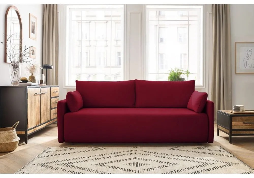 Vínová rozkládací/s úložným prostorem pohovka 211 cm Marcel - II. jakost – Bobochic Paris