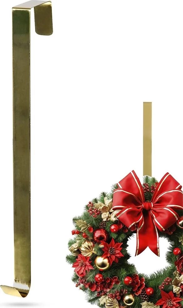 VILDE Háček na věnce nebo jiné dekorace, zlatý - 30 cm