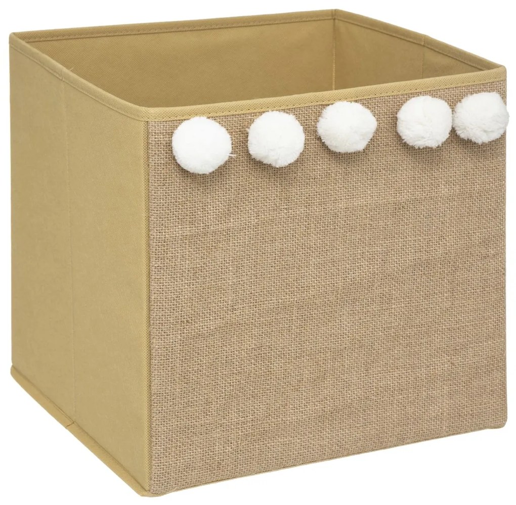 Úložný box Pompoms, 29x29x29 cm, béžová
