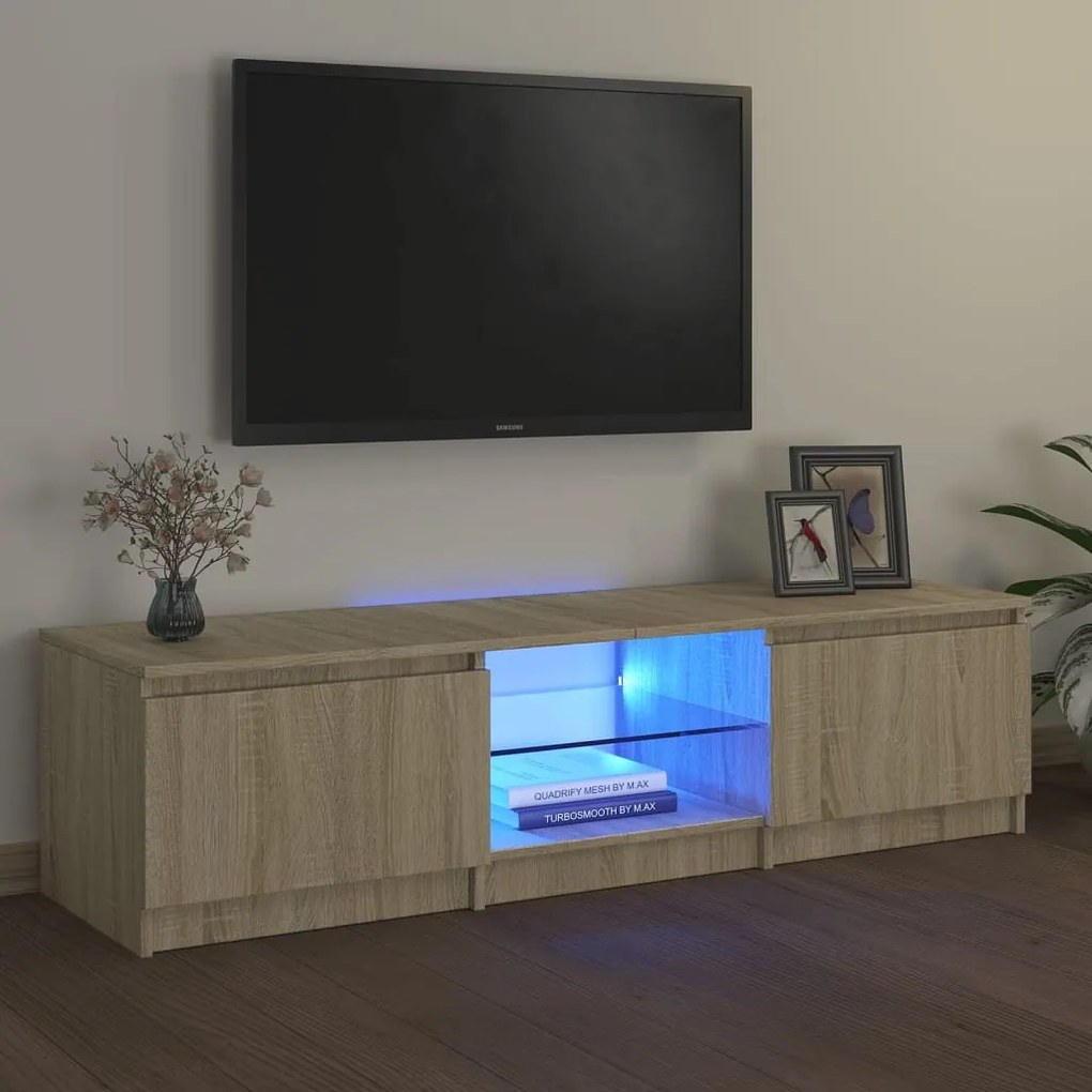 vidaXL TV skříňka s LED osvětlením 140 x 40 x 35,5 cm [804292] Barva: šedá sonoma