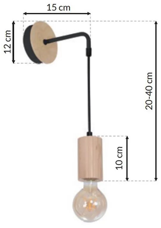 Nástěnné svítidlo Lines 1, dřevěné tělo svítidla