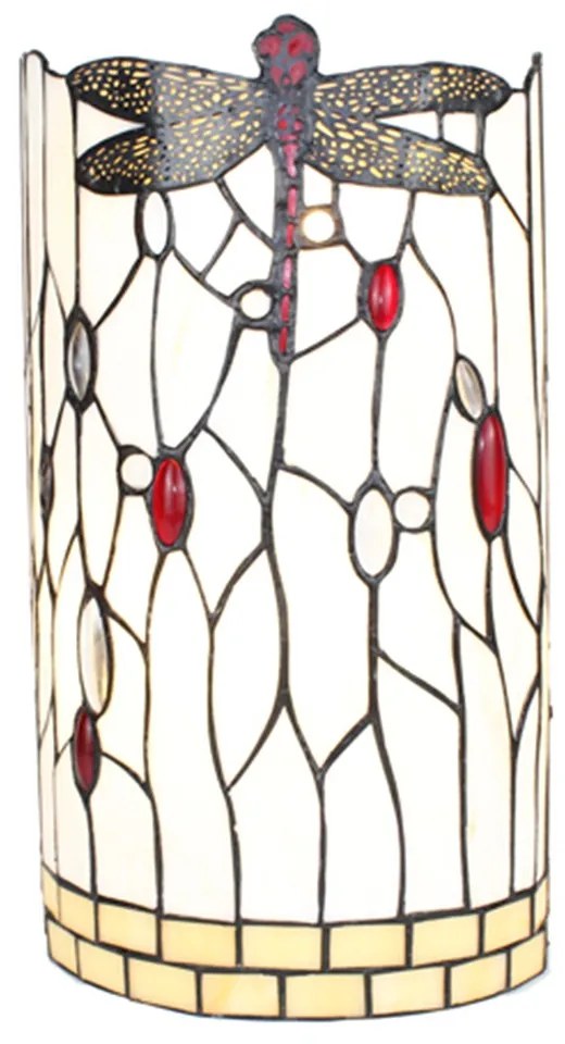 Bílá nástěnná lampa Tiffany s vážkou DragonFly - 20*10*36 cm E14/max 2*25W