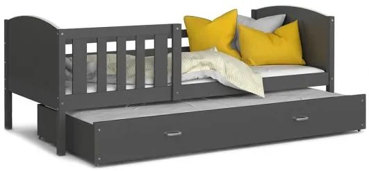 Dětská postel TAMI P2 90x200 cm s šedou konstrukcí v šedé barvě s přistýlkou