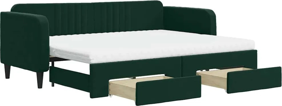 Válenda s přistýlkou a zásuvkami tmavě zelená 80 x 200 cm samet 3197130