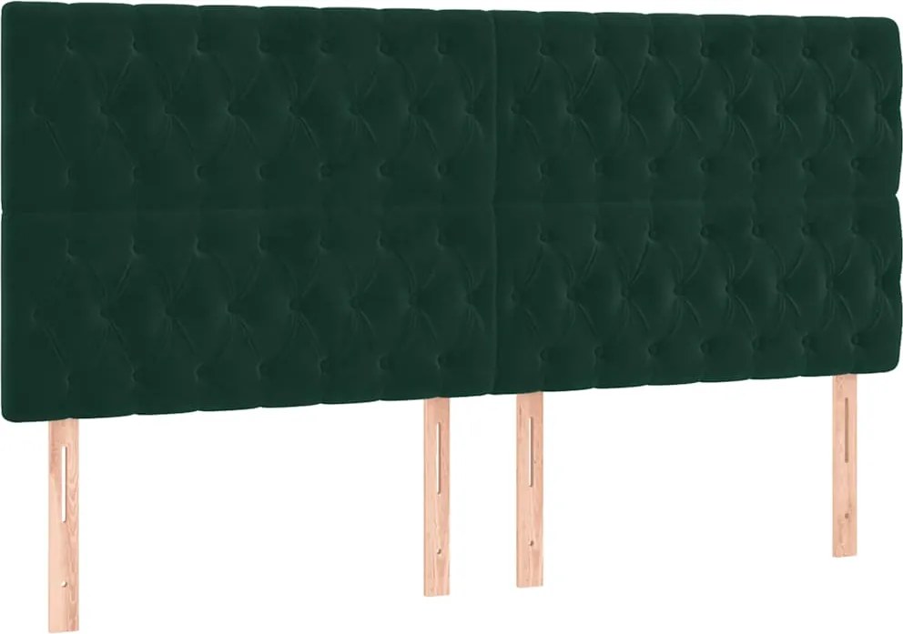 Box spring postel s matrací a LED tmavě zelená 200x200 cm samet 3136326