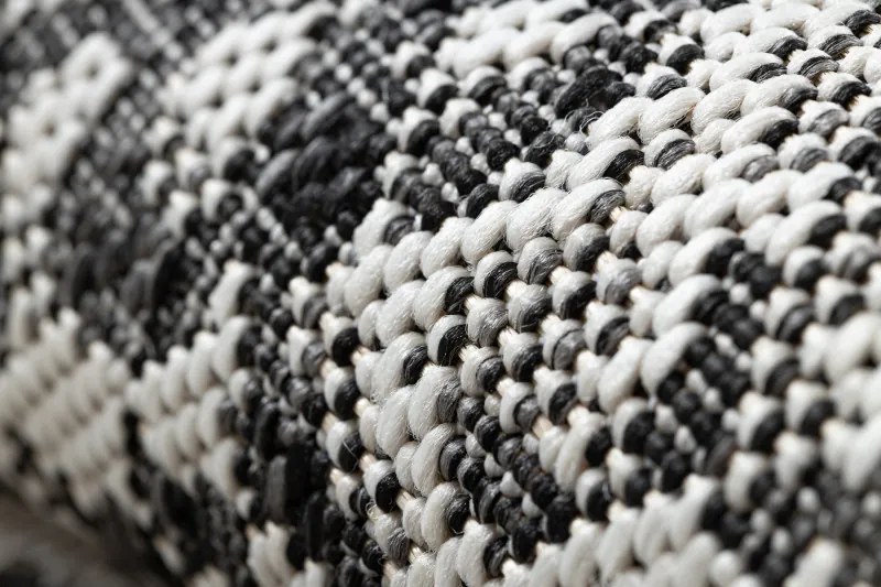 Dywany Łuszczów, Kusový koberec Sion Sisal Snake`s skin 22162 ecru/black – na ven i na doma, 200x290, šedá, chodba / předsíň