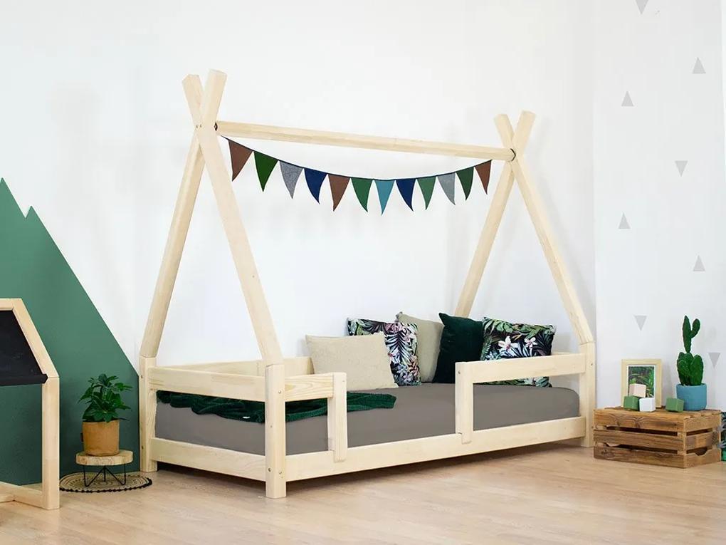 Benlemi Dětská dřevěná postel NAKANA ve tvaru teepee s bočnicí Zvolte barvu: Bílá, Zvolte rozměr: 120x180 cm