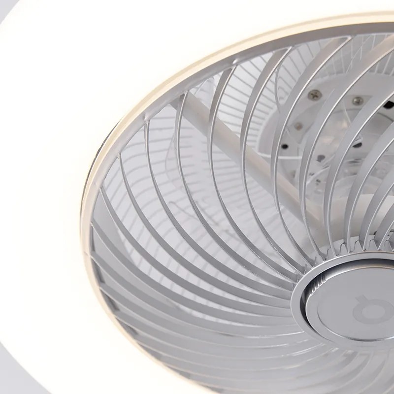 Designový stropní ventilátor stříbrný stmívatelný - Clima