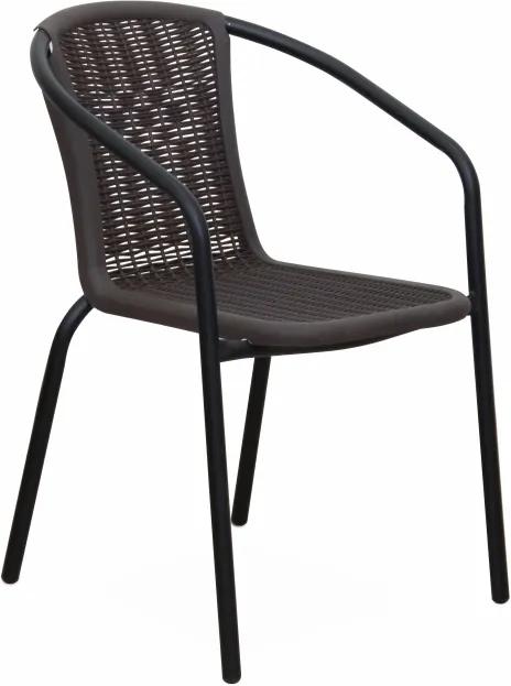 Židle, stohovatelná, tmavě hněda / nohy černý kov, VARDA 0000194797 Tempo Kondela