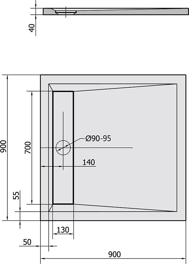 Polysan ARENA 90 x 90 cm 71601 sprchová vanička litý mramor