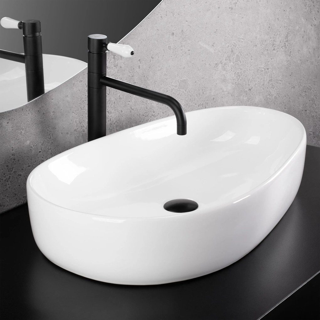 Rea Sandra, umyvadlo na desku 650x400x130 mm, bílá lesklá, REA-U8423