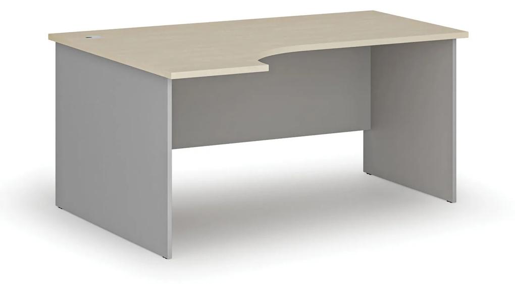 Kancelářský rohový pracovní stůl PRIMO GRAY, 1600 x 1200 mm, levý, šedá/bříza