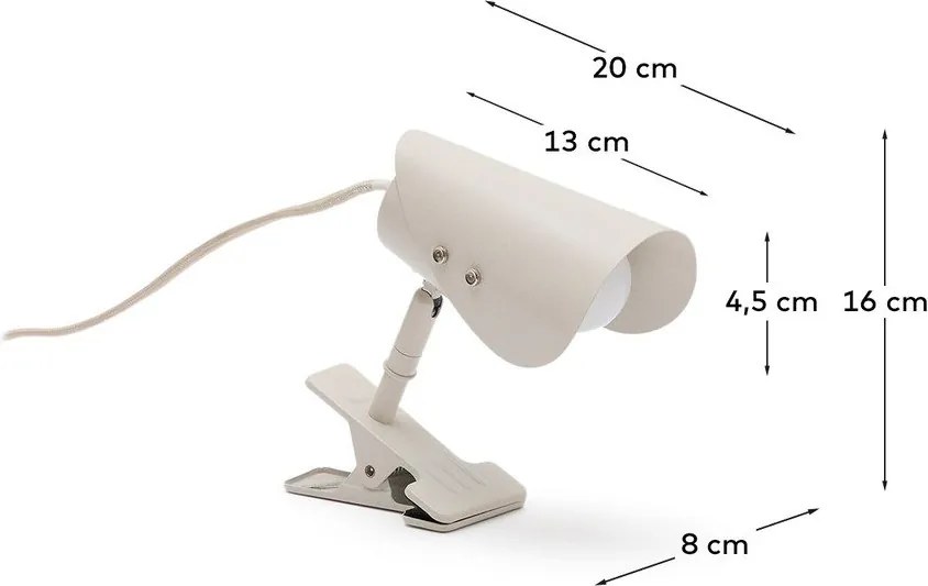 Světle šedá kovová stolní lampa s klipem (výška 16 cm) Jula – Kave Home