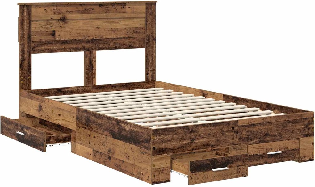 Rám postele s čelo Staré dřevo 120 x 190 cm Kompozitní dřevo 3410009