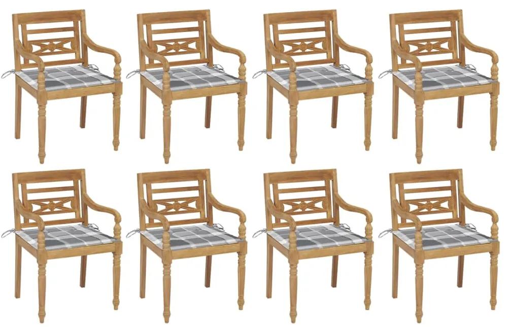 Židle Batavia s poduškami 8 ks masivní teakové dřevo,  3073363