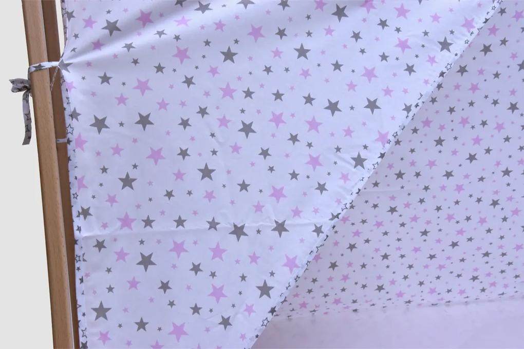 Vingo První dětská postel včetně matrace a roštu Barva: postel 80x160 s látkou, vzor: hvězdičky růžové