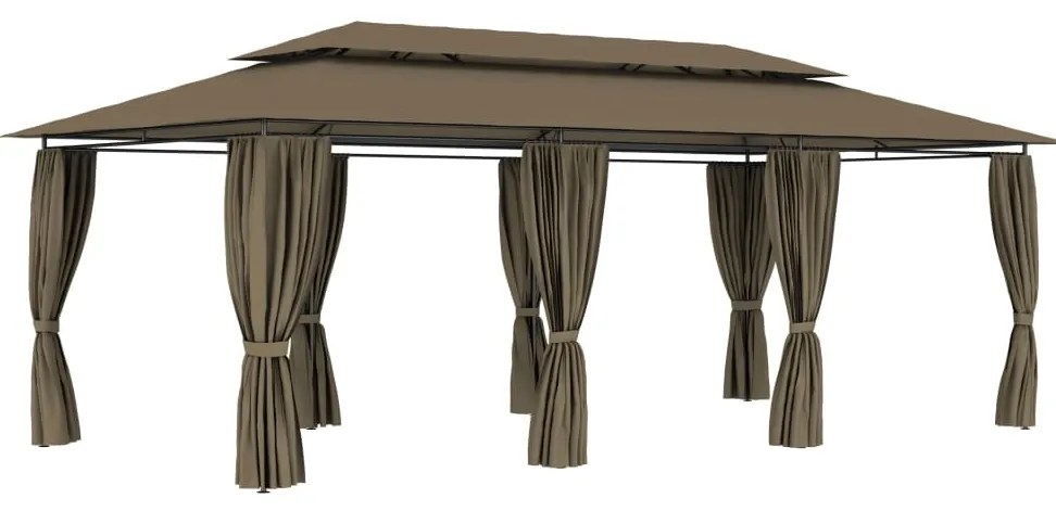 Altán se závěsy 600 x 298 x 270 cm taupe 180 g/m² 312247
