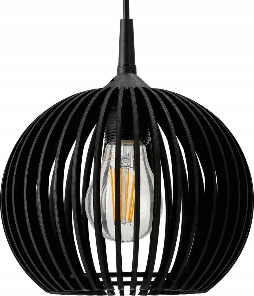 Stínidlo pro lustrovou lampu, dřevěná koule, černé