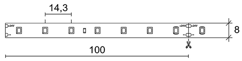 Indeluz 201AS-L3112FC0-00 24 V LED pásek Nilo Basic, 12,6W/m, 3000K, 5m, IP20