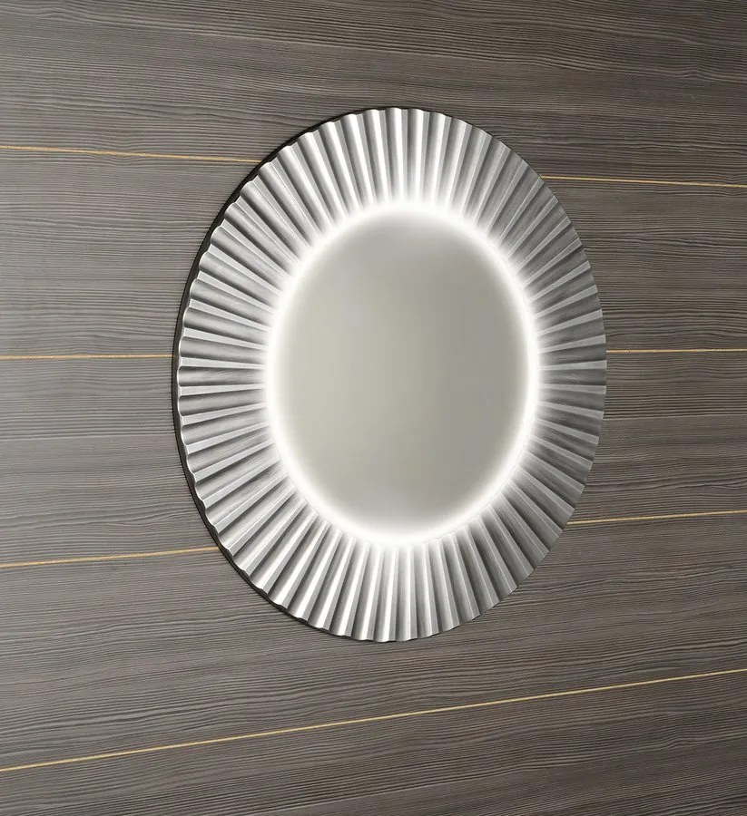 Sapho Sapho, PRIDE kulaté zrcadlo s LED osvětlením v rámu, průměr 90cm, stříbrná, PD952