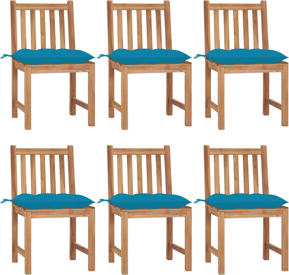 Zahradní židle 6 ks s poduškami masivní teak 3073134