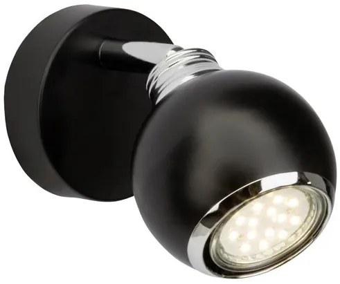 Nástěnné reflektorové svítidlo INA 1 x LED GU10 3W, A+, černé + chromový detail