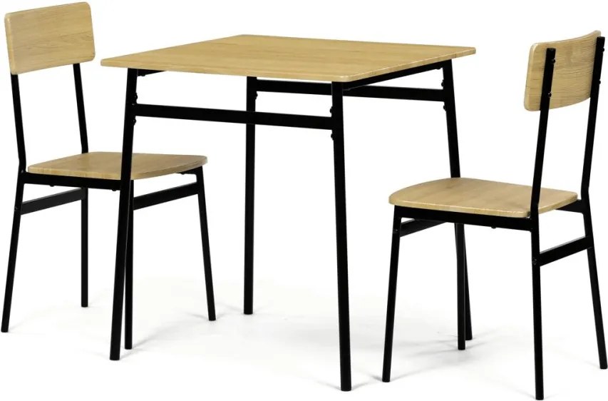 Set jídelní (1+2), MDF, dekor divoký dub, černý kov hnědá