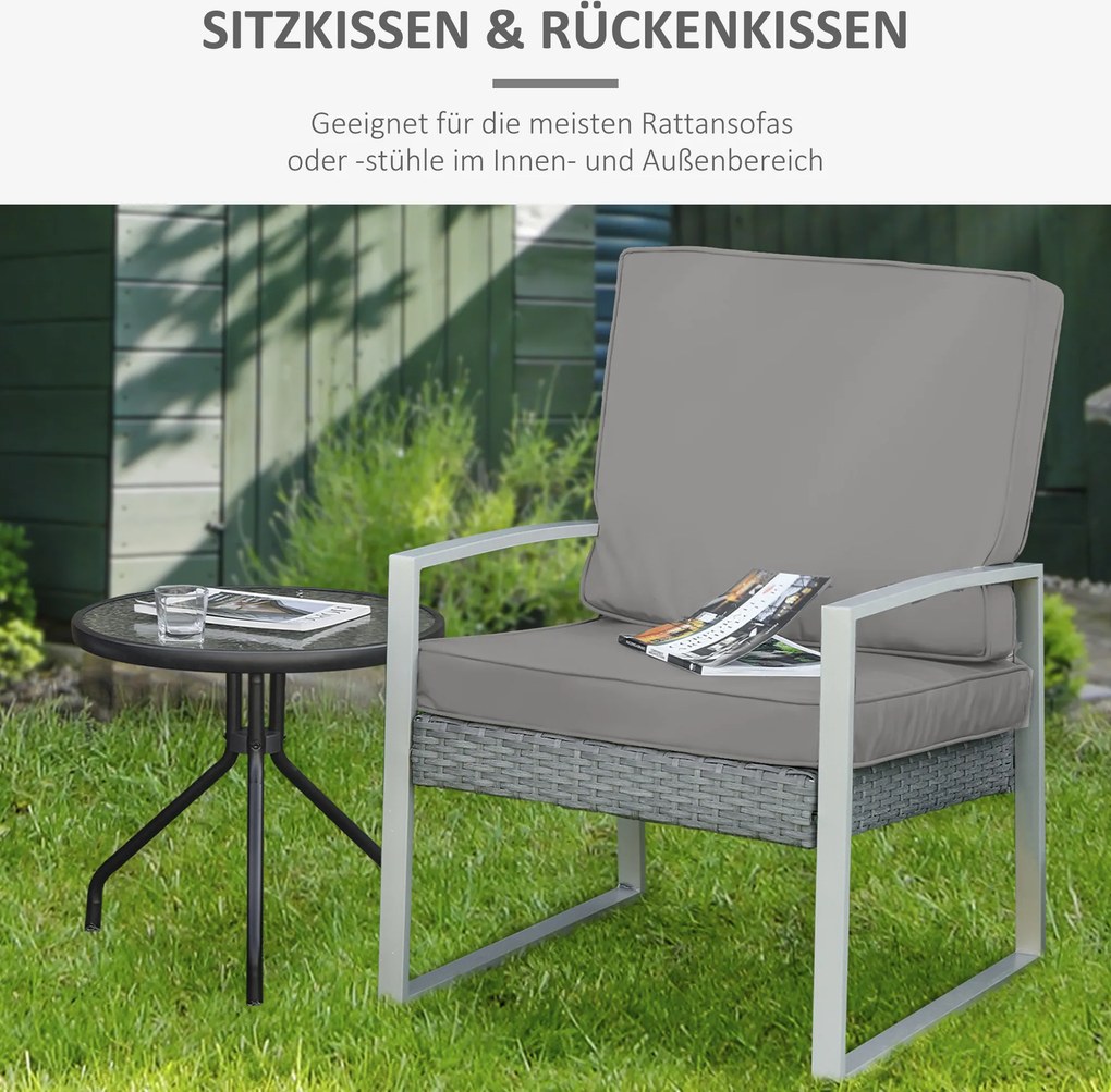 Outsunny Sada 2 polštářků na židle, odnímatelné sedáky, velký komfort, polstrované polštářky, polyuretanová pěna, polyester
