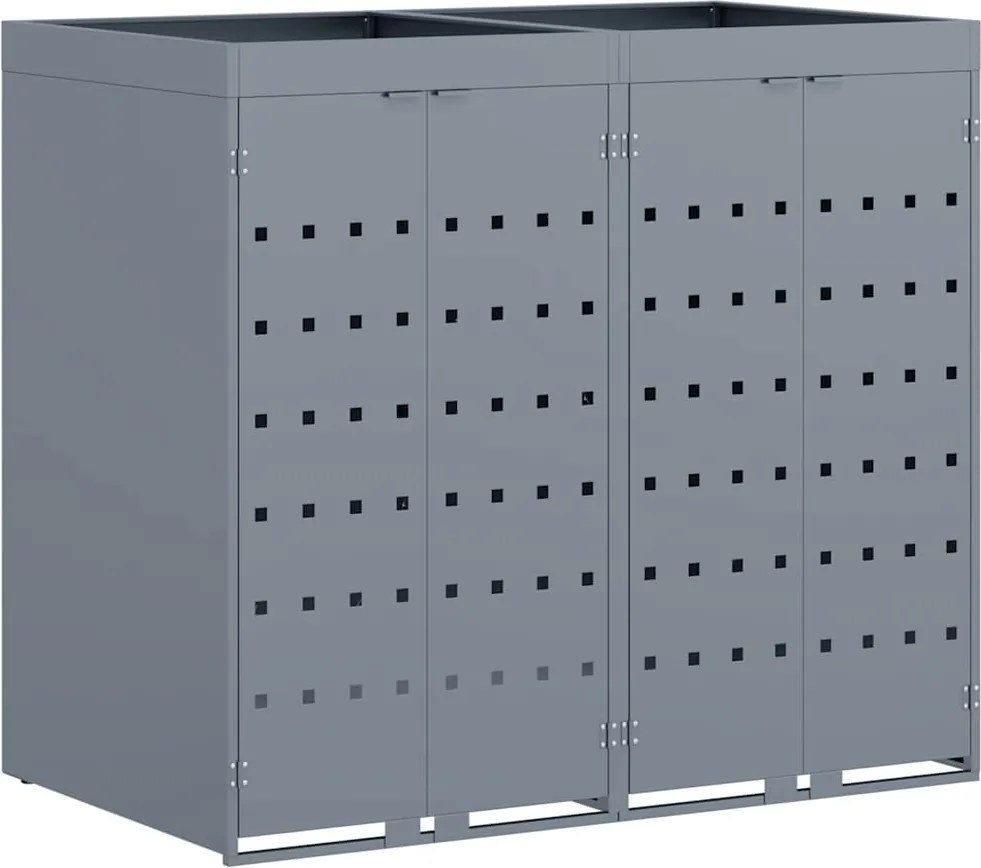 Úložný box na 2 popelnice Světle šedá 136 x 77,5 x 121,5 cm 3394748