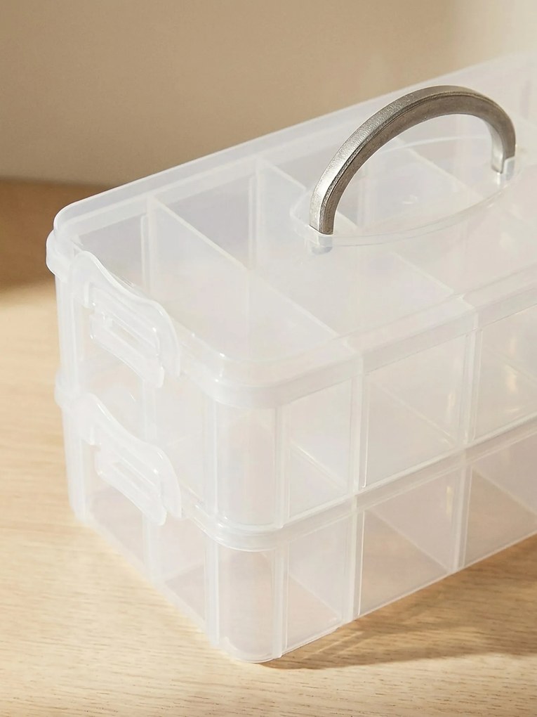 Sinsay - Průhledný dvoupatrový organizér s přihrádkami a rukojetí - clear