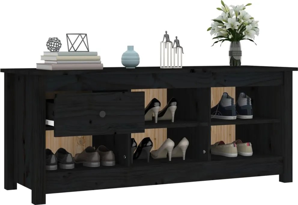 vidaXL Botník 110 x 38 x 45,5 cm masivní borovice [814594] Barva: Šedá