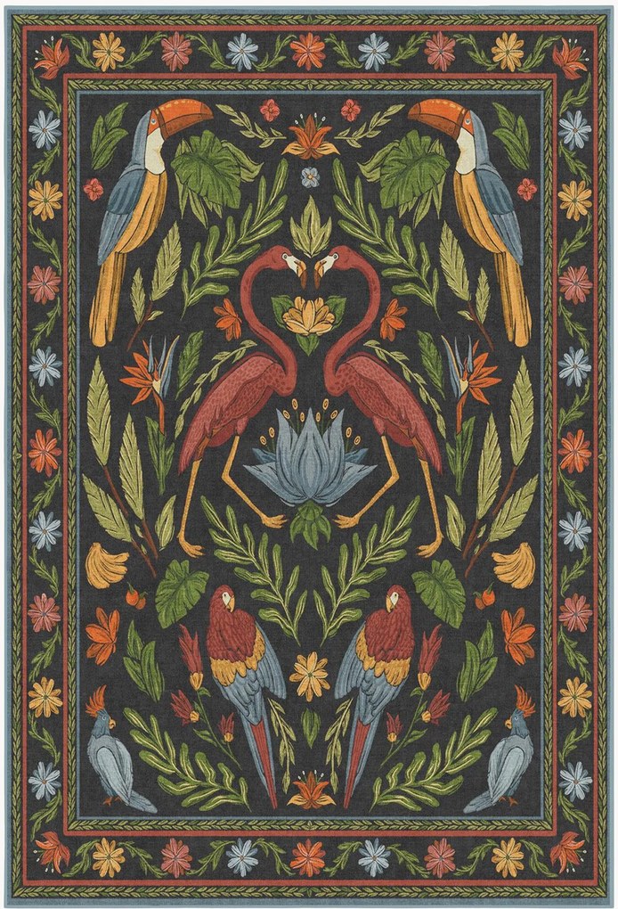 Pratelný koberec's nízkým vlasem Birds Of A Feather By Iris Apfel
