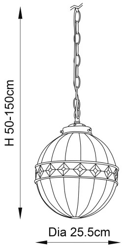 Endon 67044 - Lustr na řetězu Tiffany FARGO 1xE14/40W/230V pr. 25,5 cm