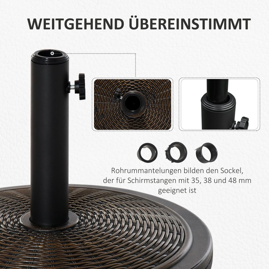 Cementový stojan na slunečník 14 kg Kulatý stojan na slunečník s ratanovým vzhledem pro slunečník o průměru trubky 35 mm/38 mm/48 mm