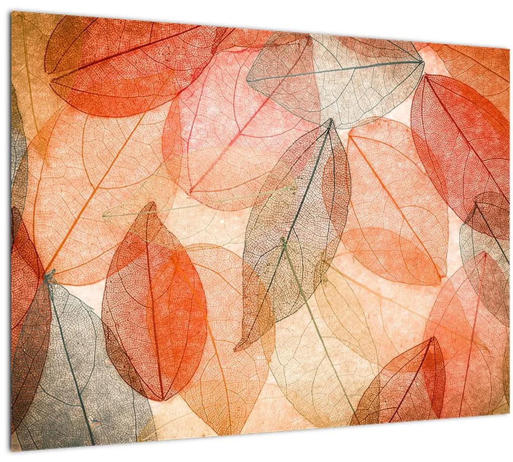 Obraz malovaného podzimního listí (70x50 cm)