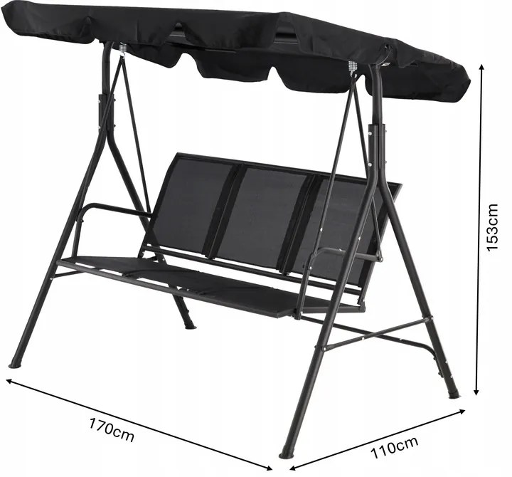 Zahradní houpačka KARLOS 170 cm černá