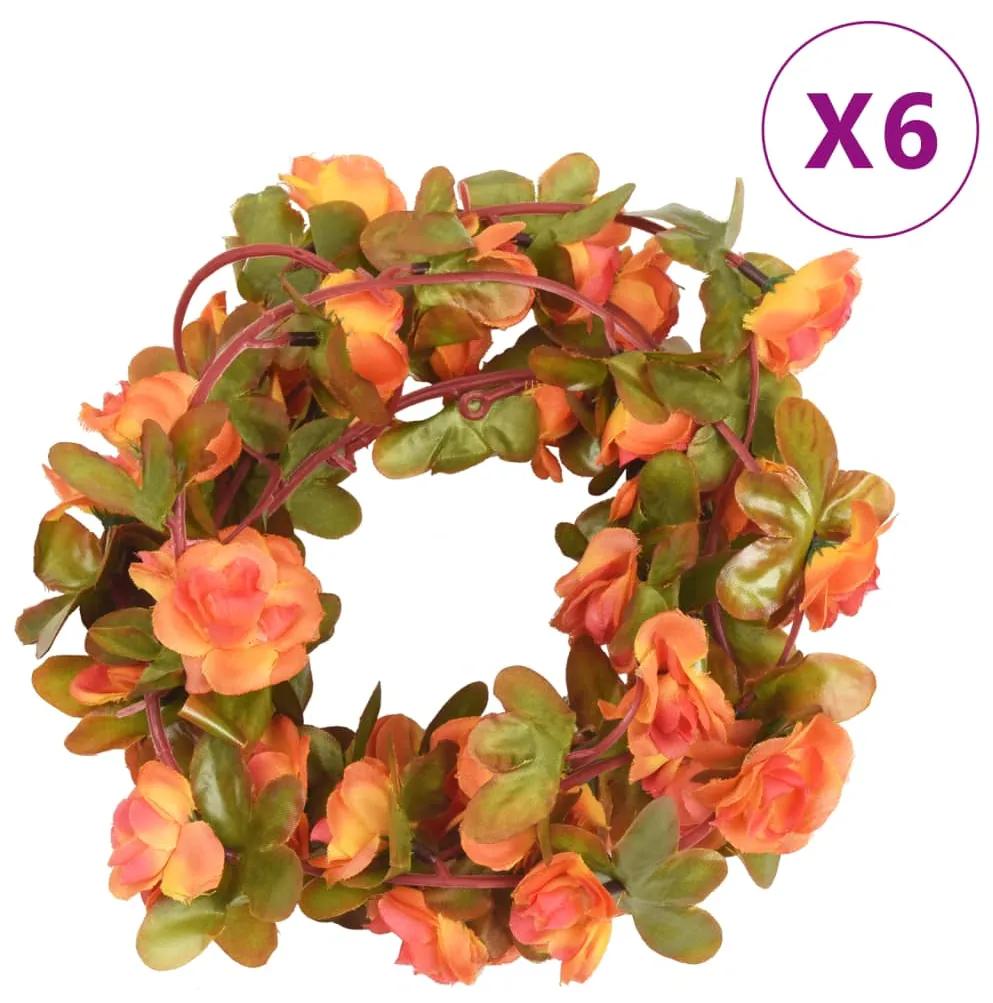 vidaXL Umělé květinové girlandy 6 ks oranžové 250 cm