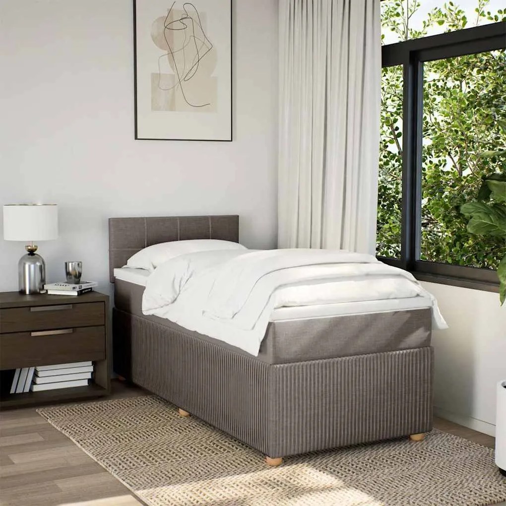 Box spring postel s matrací taupe 90x200 cm textil 3289643