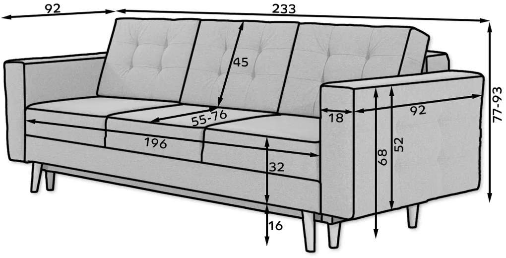 Eltap Rozkládací pohovka Asgard Materiál a barva potahu: Sawana 21, Zigzag 53 - šedá