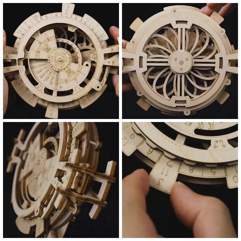 RoboTime 3D dřevěné mechanické puzzle Stolní kalendář