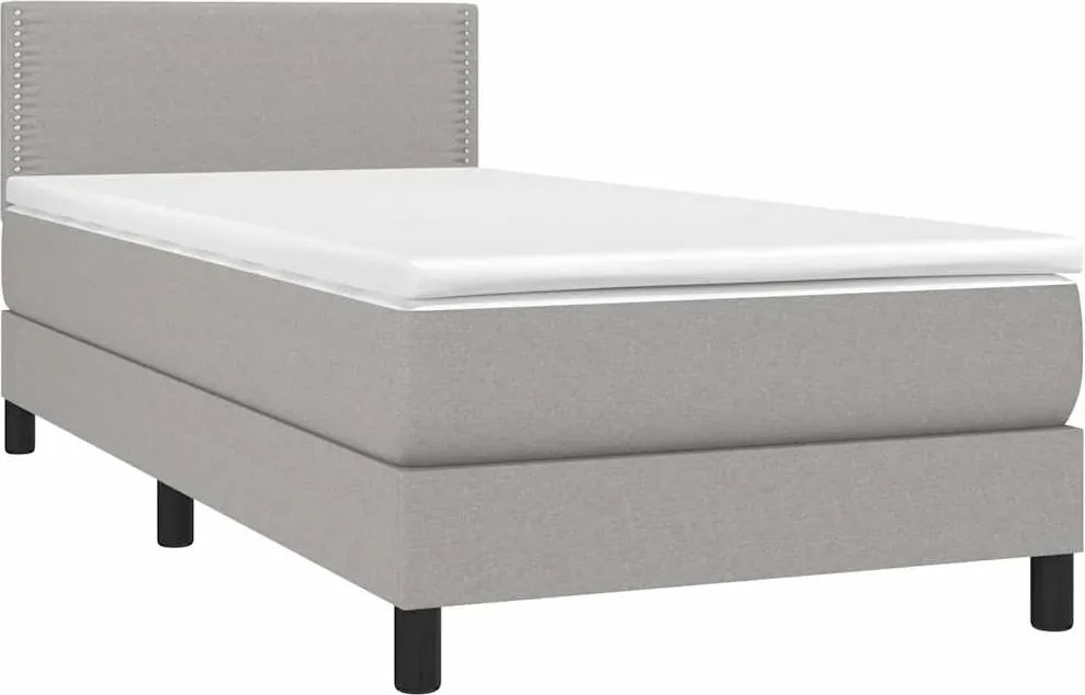 Box spring postel s matrací a LED světle šedá 90x190 cm textil 3133037