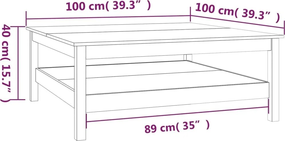 vidaXL Konferenční stolek 100 x 100 x 40 cm masivní borové dřevo [814294] Barva: Hnědá