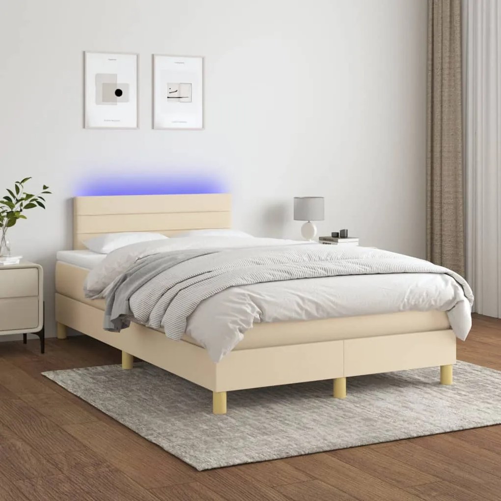 Box spring postel s matrací a LED krémová 120 x 200 cm textil 3133786