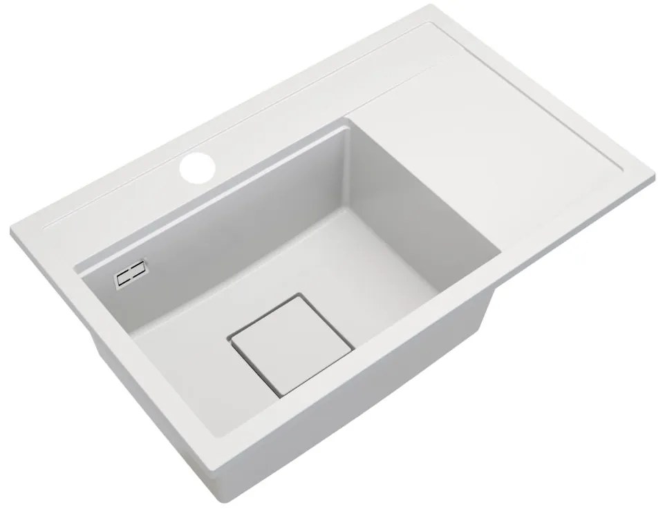 Gamma Quadro 8151, 1-komorový granitový dřez 800x500x220 mm, bílá, GMA-ZLE000183
